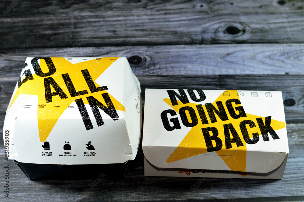 Foto de Stock Cairo, Egypt, July 29 2023: Food delivery package of beef ...