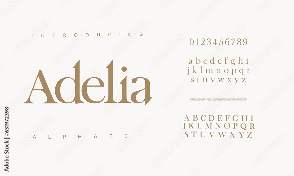 Adelia premium luxury elegant alphabet letters and numbers. Elegant ...