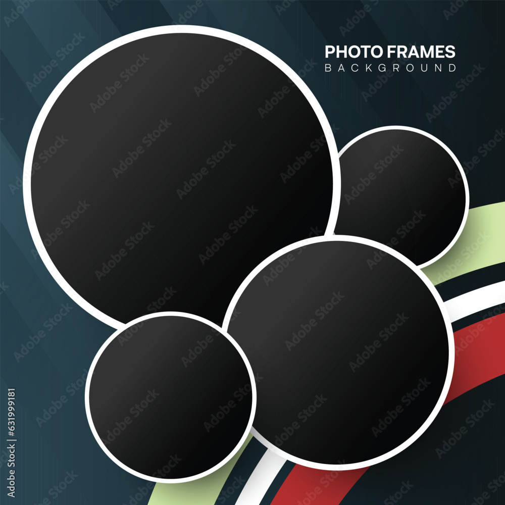 Modern Photo frames design. Set of circle photo collage with editable ...