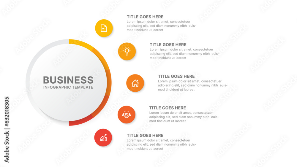 Circle Infographic Design Template with Five Options Stock Vector ...