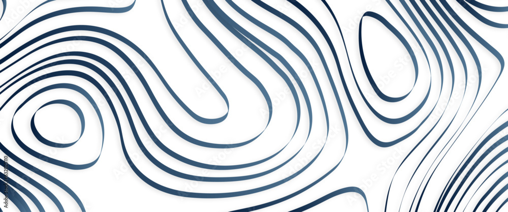 Abstract blue topographic map, vector background with height lines ...