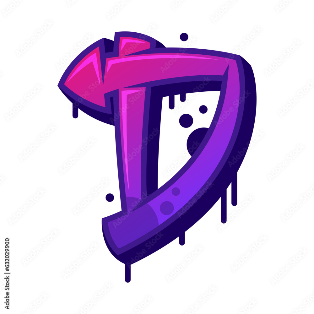 Graffiti Alphabet Purple Font and Uppercase Letter D Vector ...