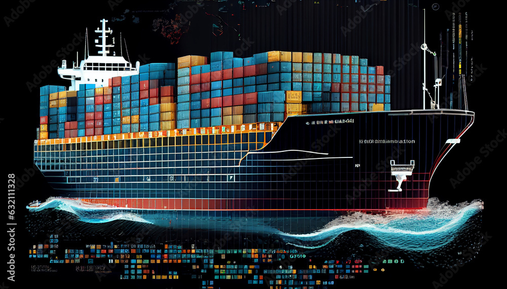 Container cargo ship global business logistics import export freight ...