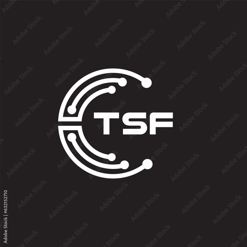 TSF letter technology logo design on black background. TSF creative ...