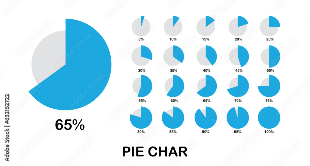 20 set pie chart percentage graph design, Infographic Vector 3d Pie ...