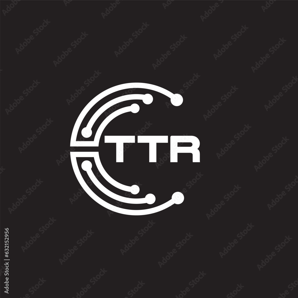 TTR letter technology logo design on black background. TTR creative ...