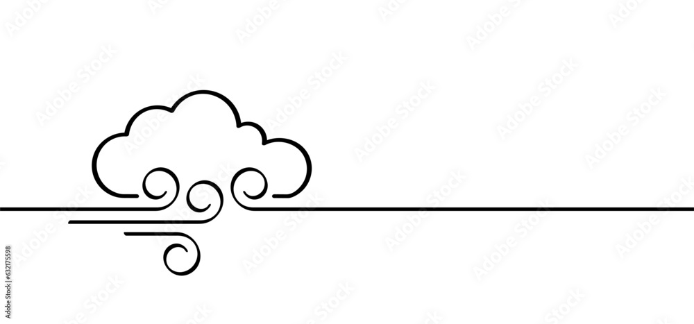 Vector de Stock Cartoon puff of wind blow line symbol. Cloud, blowing ...