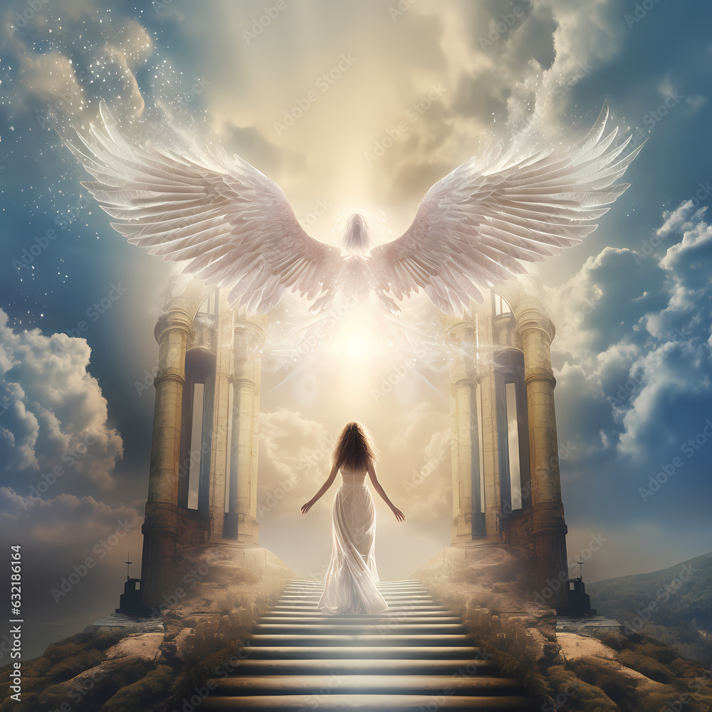Generative AI, Celestial Serenity: Beautiful Angel in Heavenly Realm ...