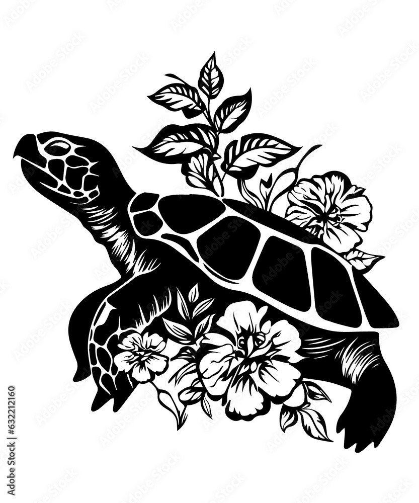 Ilustración de Stock Flower Turtle svg, Sea Turtle svg, Turtle svg file ...