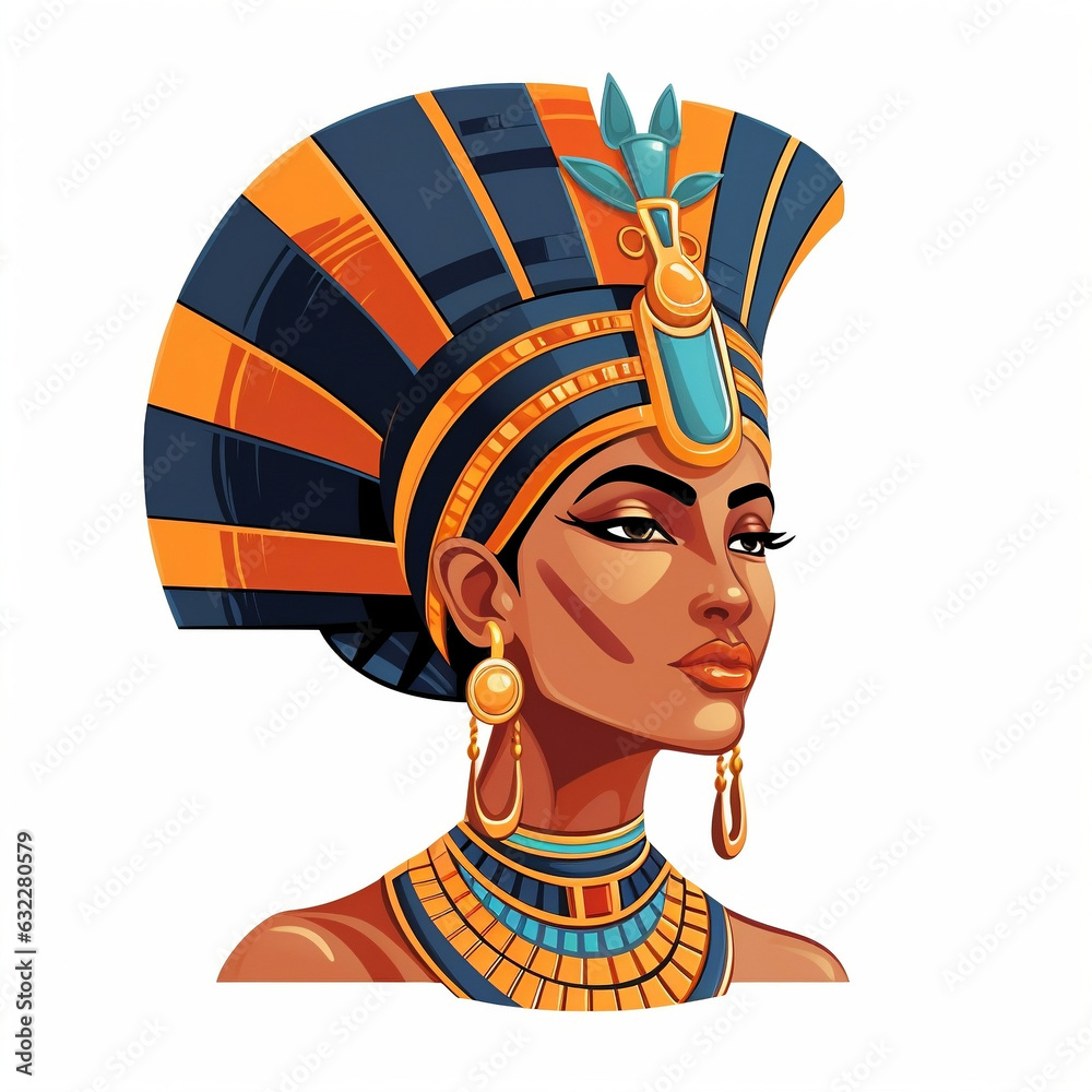 Egyptian queen concept. Woman in traditional jewelry and accessories ...