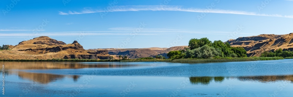 Panorama of the Palouse River and Basalt Cliffs of Eastern Washington ...