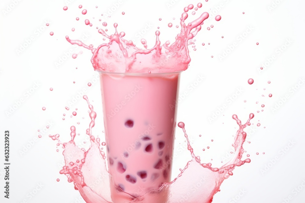 Bubble tea de fresas, bebida aesthetic coreana, batido de fresa con ...