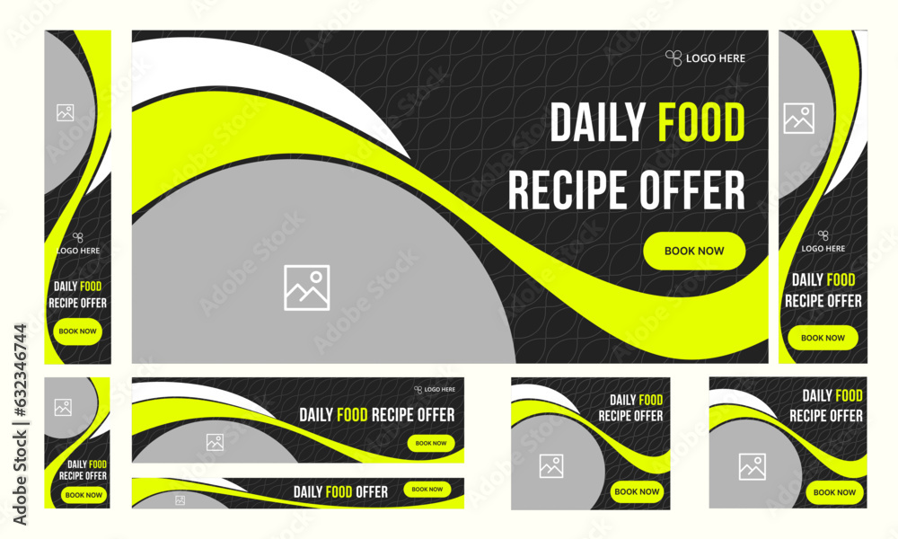 Set of food recipe web banner template. delicious dessert food web ...