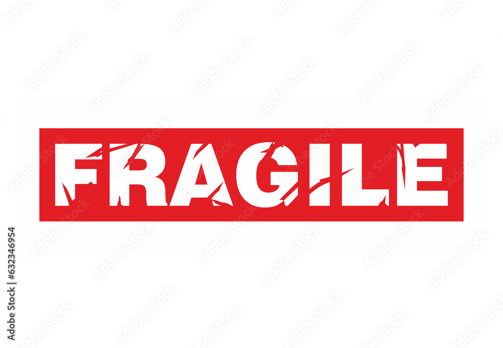 Warning note, sticker, sign for fragile parcels. A unique, newly ...