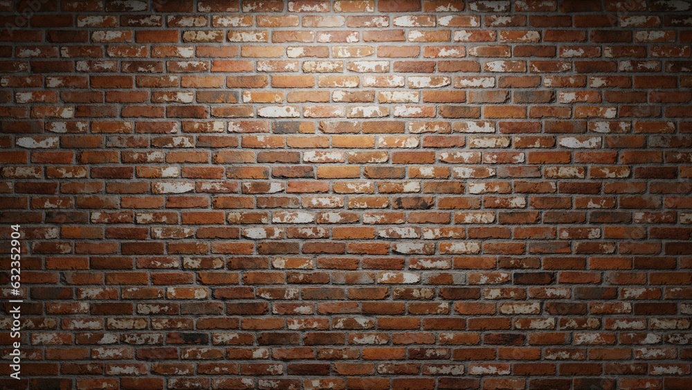 old factory bricks wall, spotlights. realistic 3D rendering ...