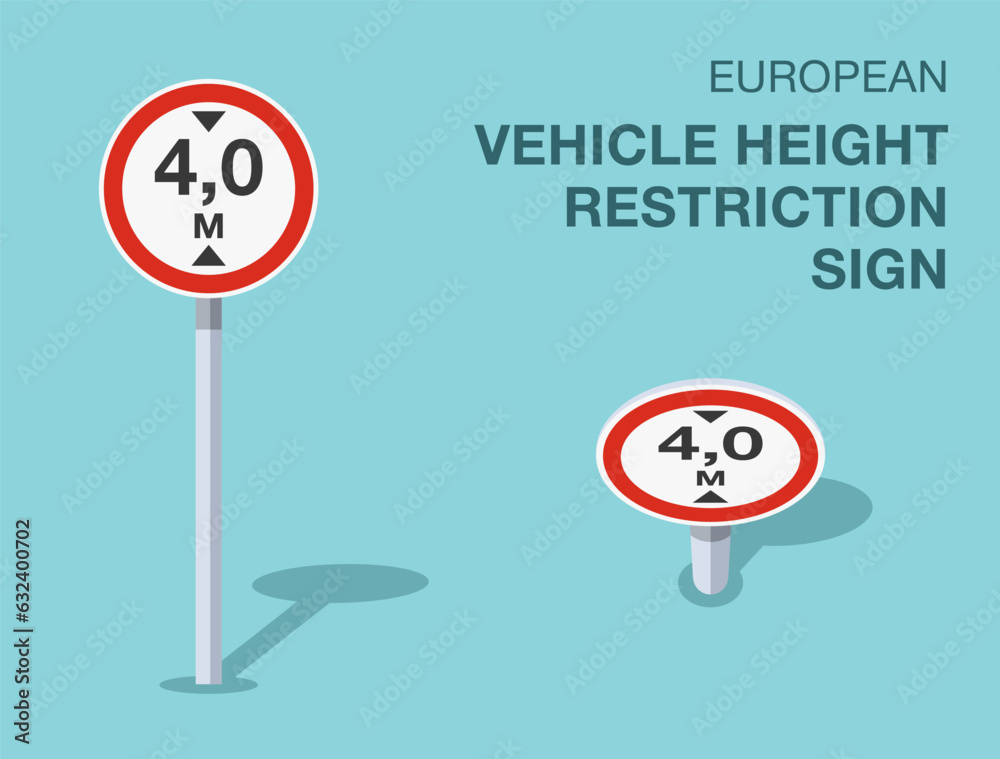 Traffic regulation rules. Isolated european vehicle height restriction ...