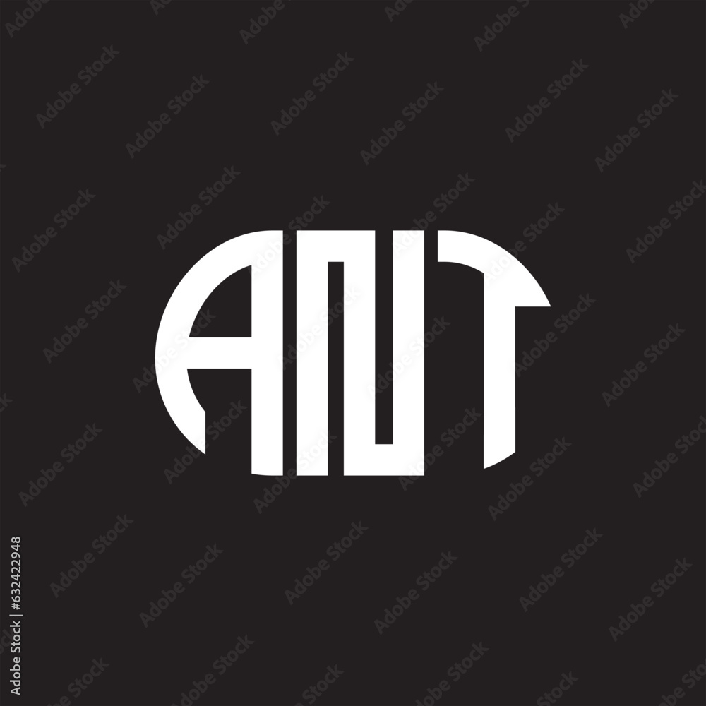 ANT letter technology logo design on black background. ANT creative ...