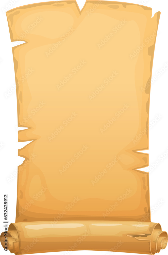 Vintage paper scroll, old manuscript or ancient treasure map parchment, vector antique papyrus ...