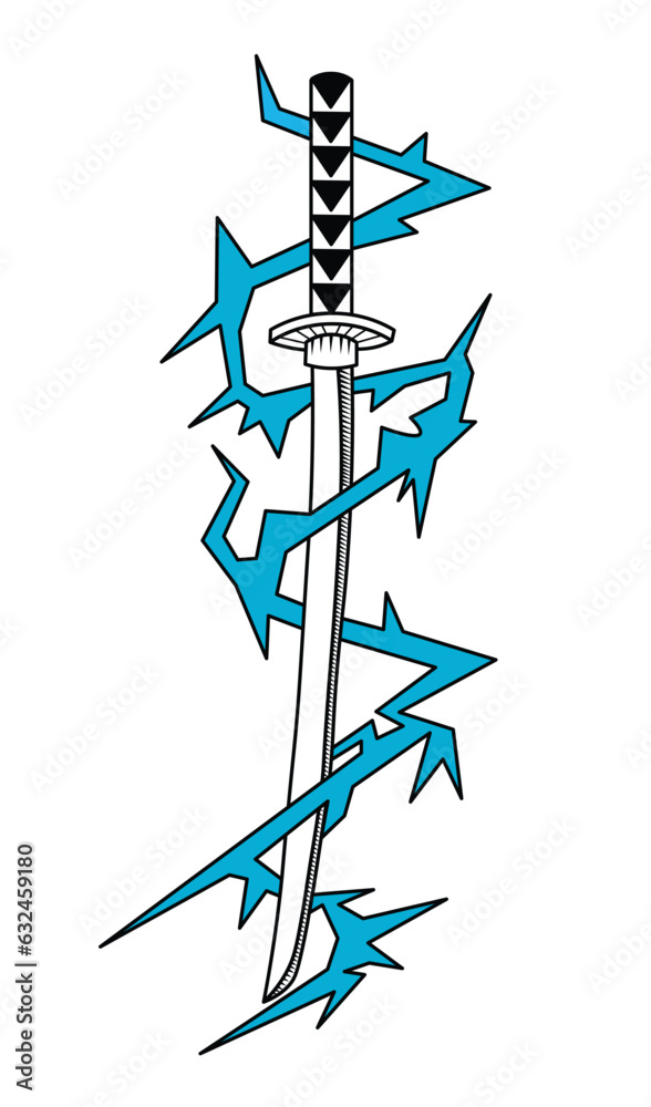 Thunder Sword Anime Fantasy Warrior With Katana Controlling Lightning