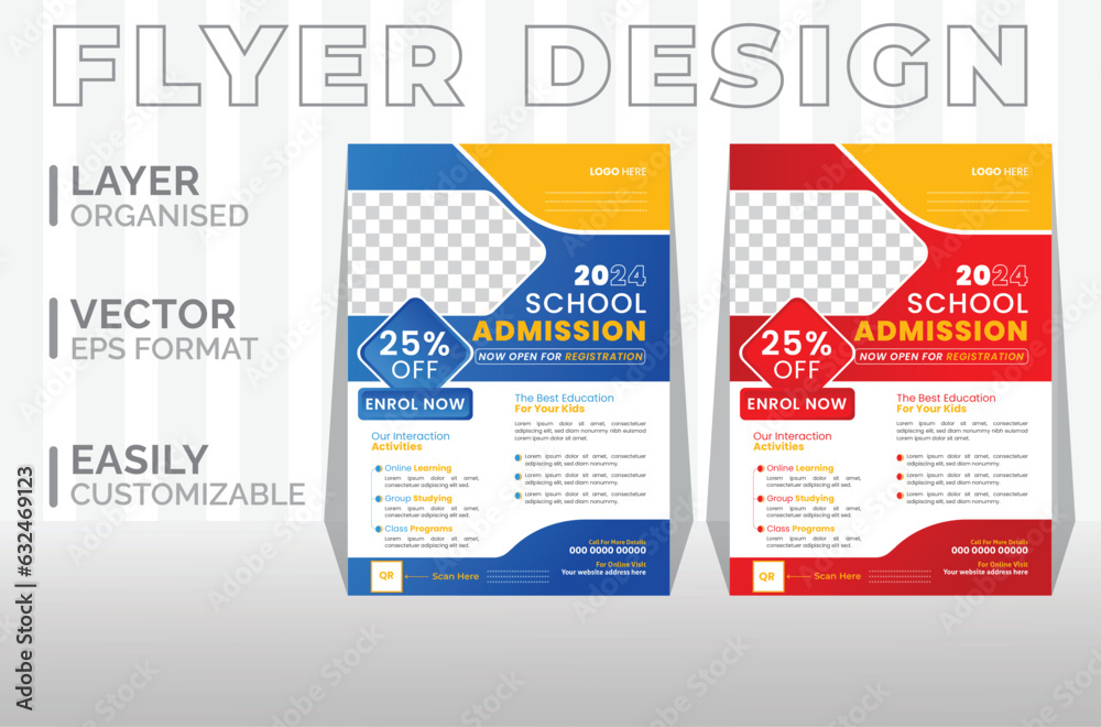 Multicolored School Flyer Layout. a bundle of 4 templates of a4 flyer ...