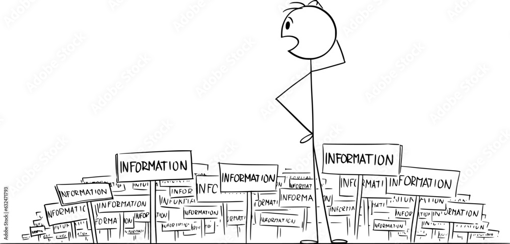 Everywhere Is Information, Vector Cartoon Stick Figure Illustration ...
