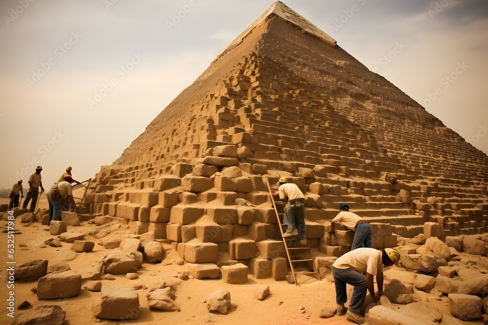 Ancient Egyptian workers building the pyramids. Stock Photo | Adobe Stock