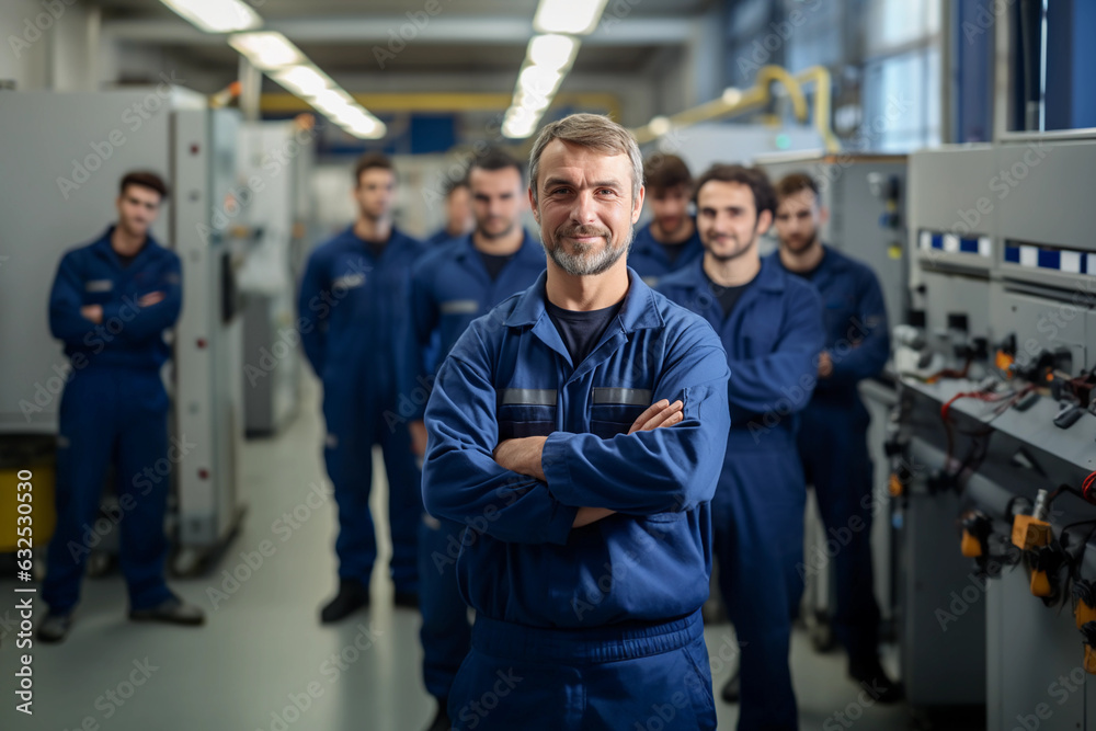 Portrait of Industry maintenance engineer man wearing uniform and ...
