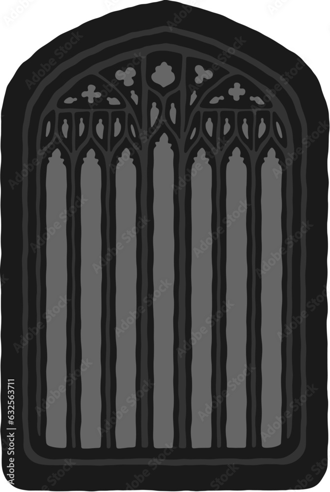 English perpendicular gothic window tracery with Tudor arch stylized ...