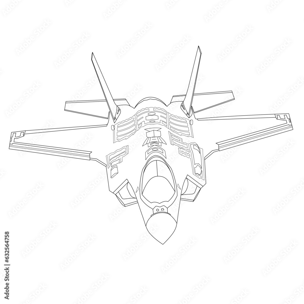 Stock-Vektorgrafik „F-35 Lightning II Outline Illustration. Fighter Jet ...