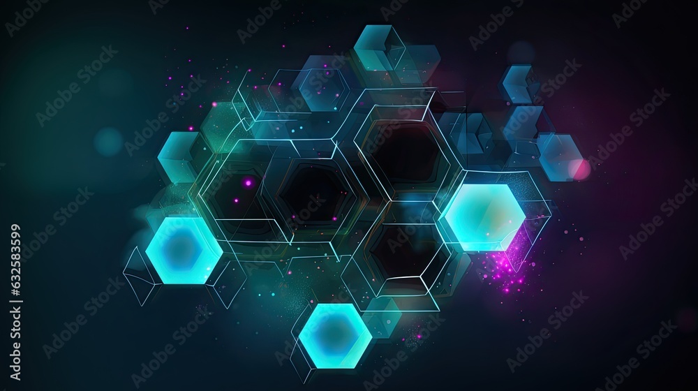 Technology Background featuring glowing geometric shapes and ...