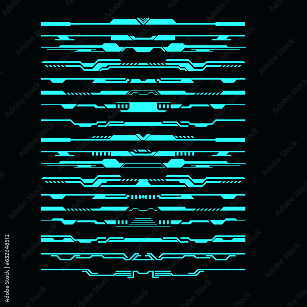 set of futuristic HUD header and footer interface vector elements from ...