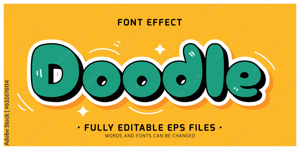 Doodle kawaii cute editable vector text effect Stock Vector | Adobe Stock
