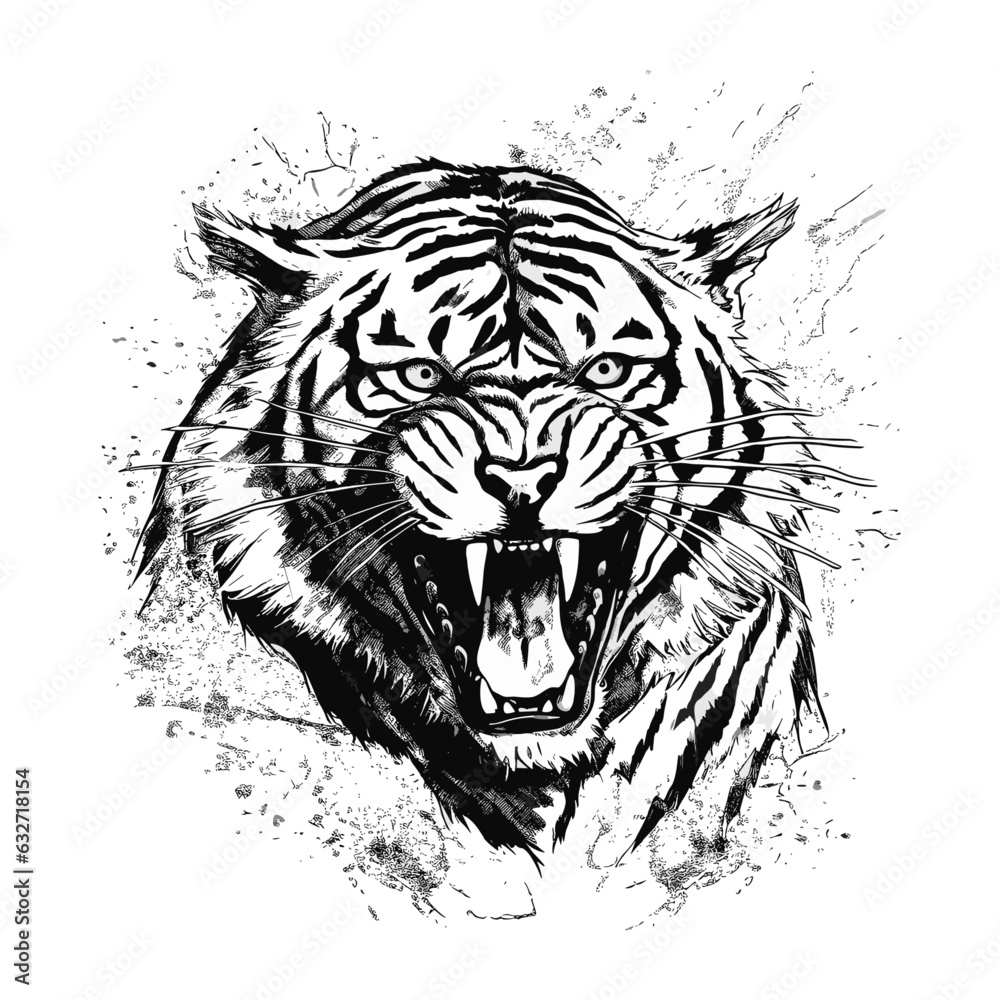 Doodle Art Delight: Black and White Zombie Tiger Outline for Flash ...
