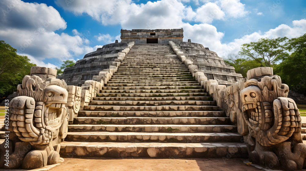 Ancient Mayan pyramid, Chichen Itza, Yucatan, Mexico. An ancient ...