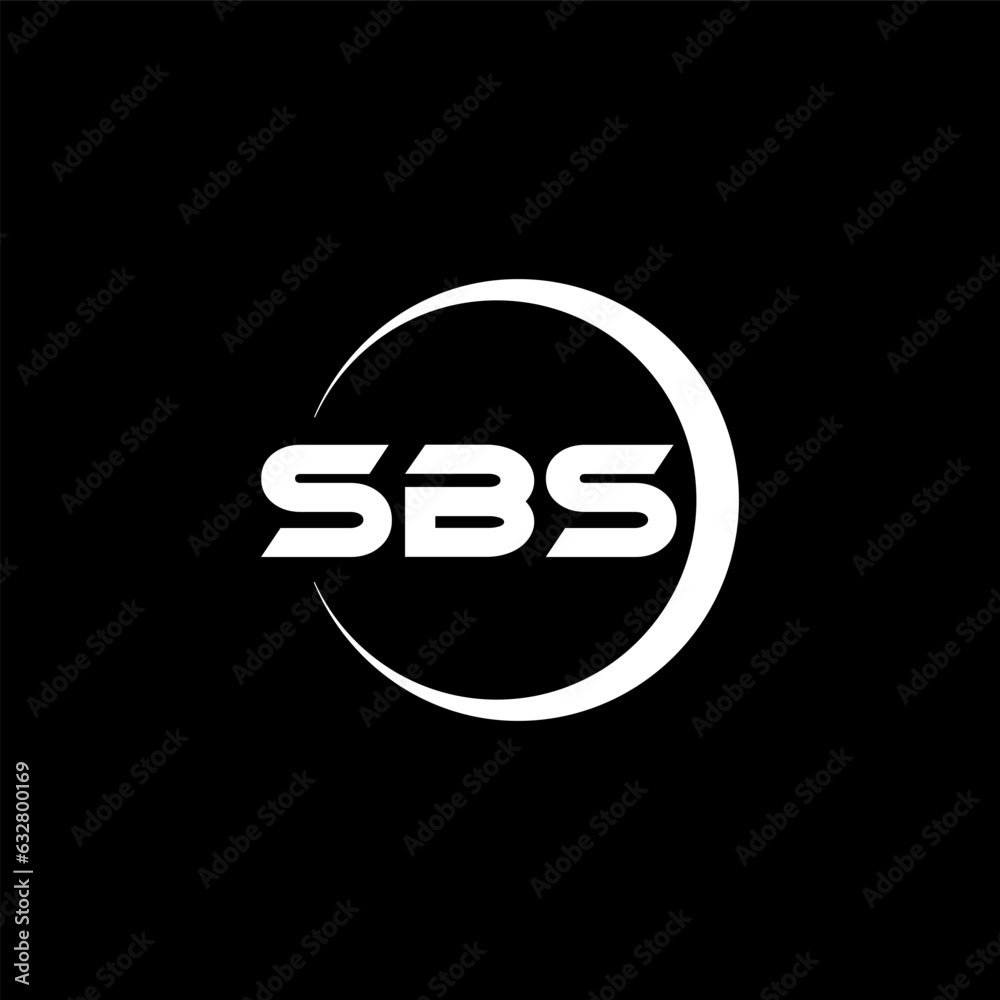 SBS letter logo design with black background in illustrator, cube logo ...