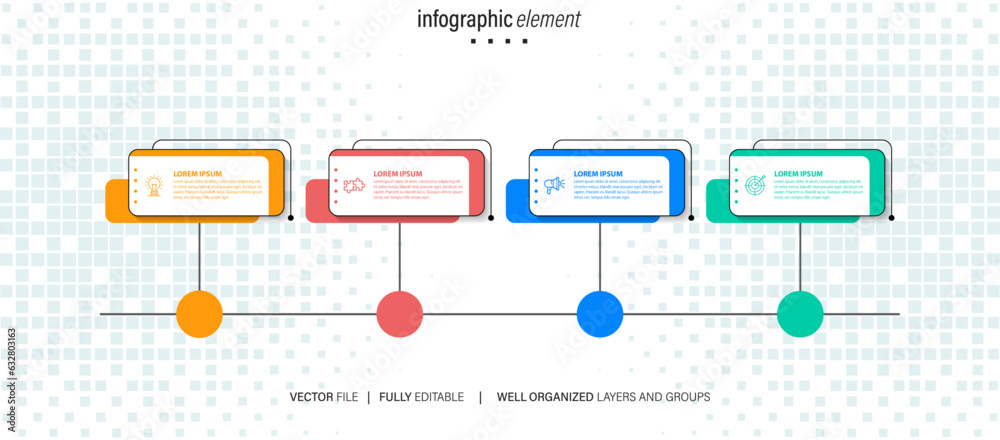 Line step infographic. 4 options workflow diagram, number infograph ...
