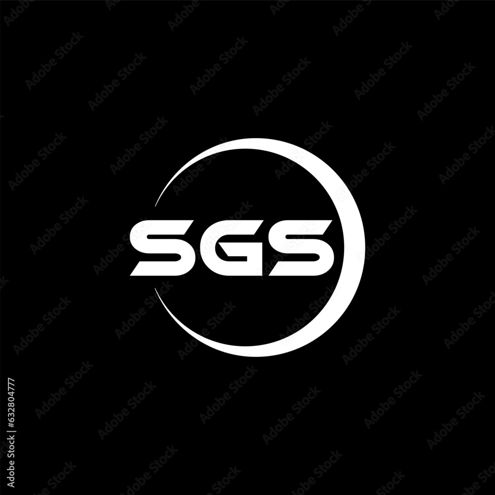 SGS letter logo design with black background in illustrator, cube logo ...