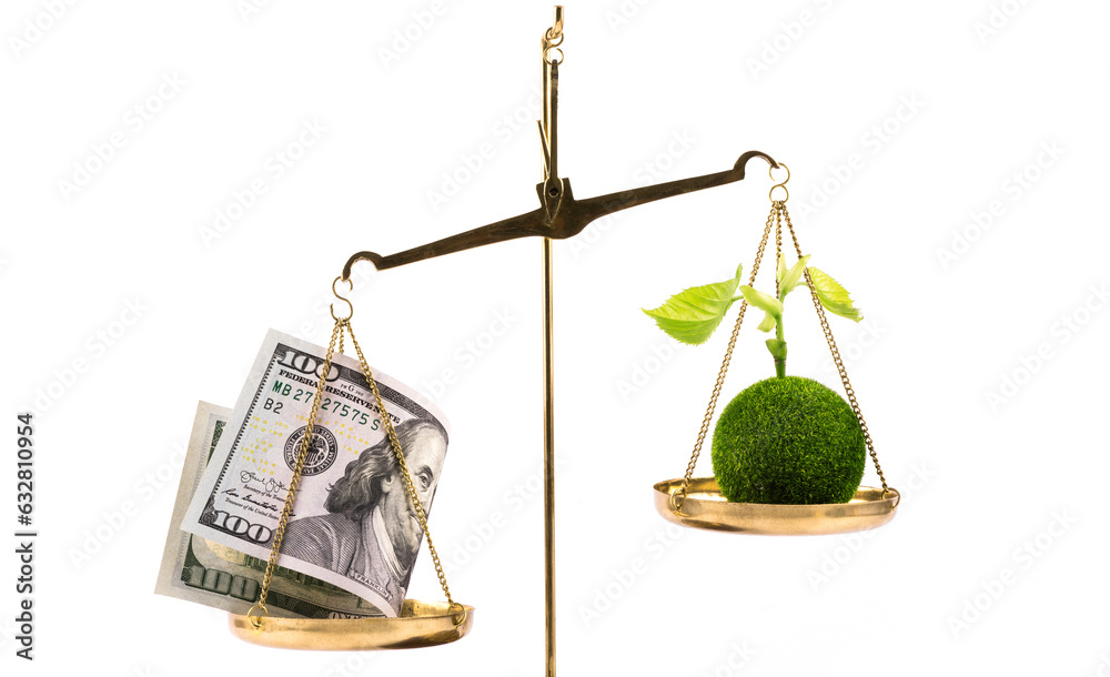 A young sprout with green leaves, a miniature green planet and a 100 US ...