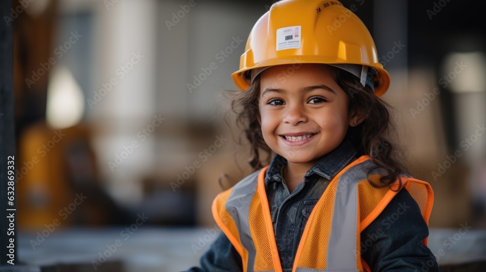 Photography of a pleased, child girl that is building a structure ...