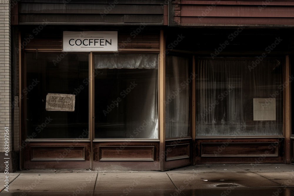 Ilustración de Stock Vacant storefront with "Closed" sign in a shopping ...