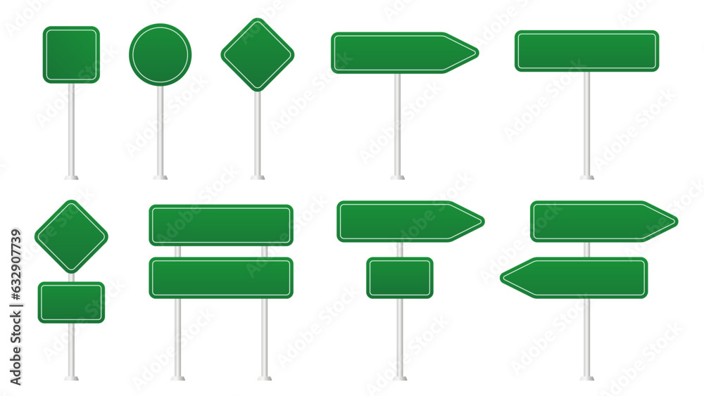 Road sign in realistic style isolated on white background. Set danger ...