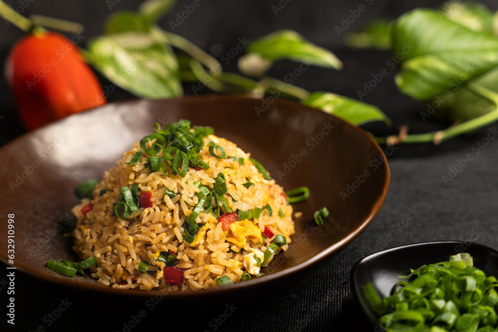 Typical traditional dish called Arroz chaufa, which is a fusion between ...