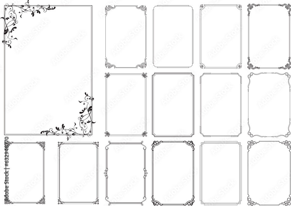 Decorative vector frames and borders. Set of vintage frames. Floral ...