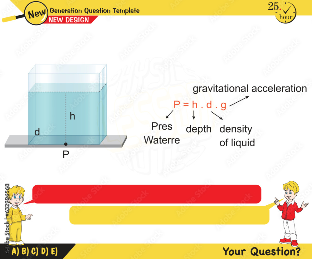 Vector de Stock Physics, pressure and lifting force, archimedes ...