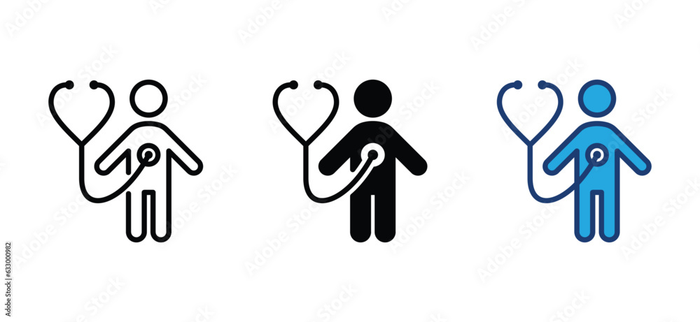 Body check icon. Checkup, patient examination or check icon symbol in ...