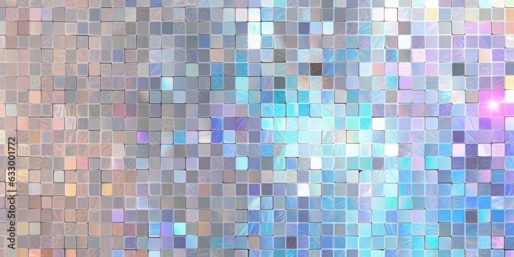 Seamless iridescent silver holographic chrome foil vaporwave mosaic ...