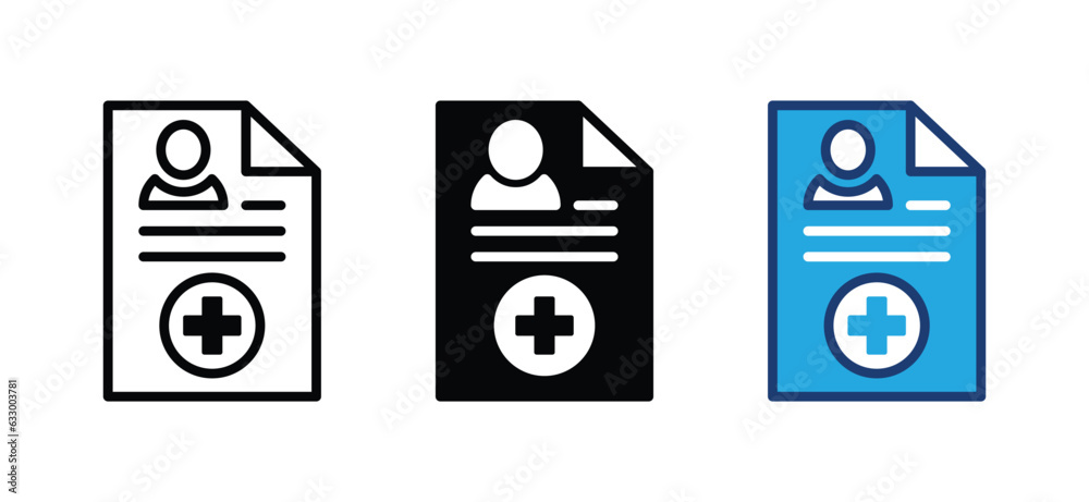 Patient medical record icon. Medical document health care icon symbol ...
