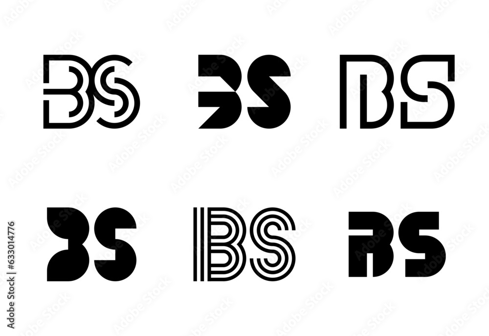 Set of letter BS logos. Abstract logos collection with letters ...