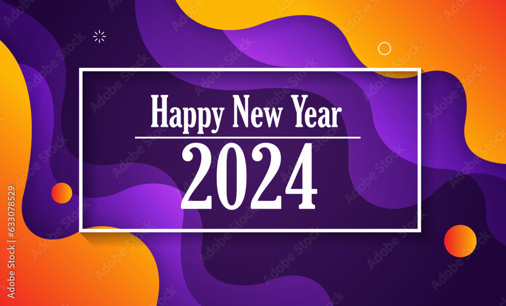 new year 2024 banner design with modern geometric abstract in ...