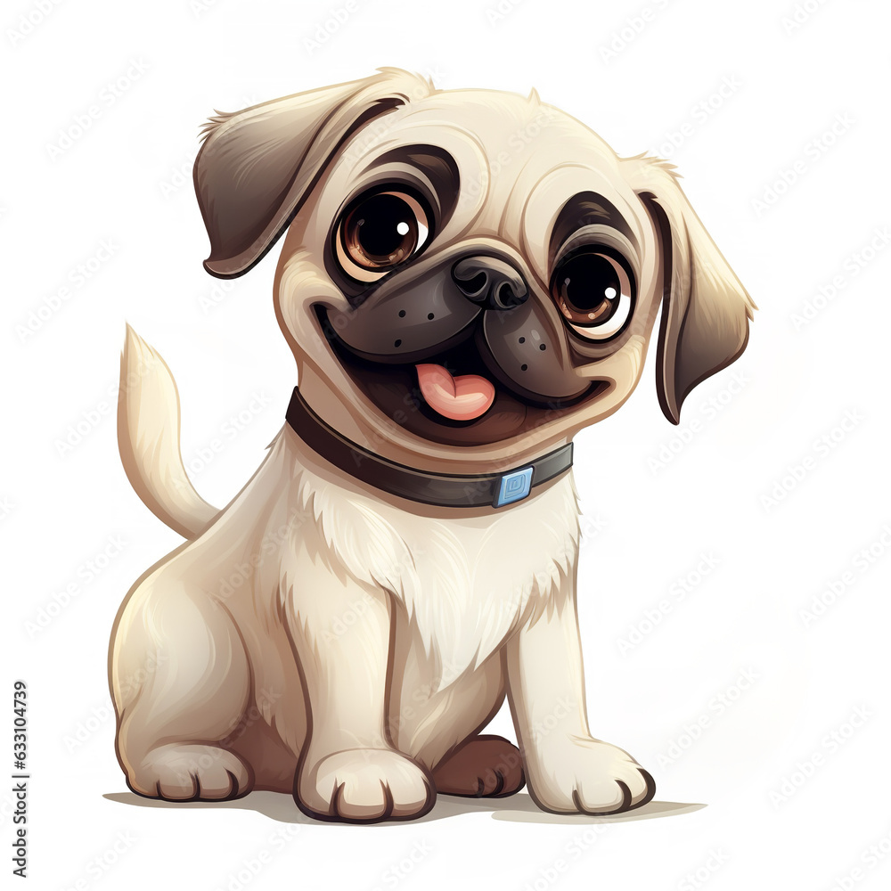 cute pug cartoon clipart style vector illustrator hd resolution large ...